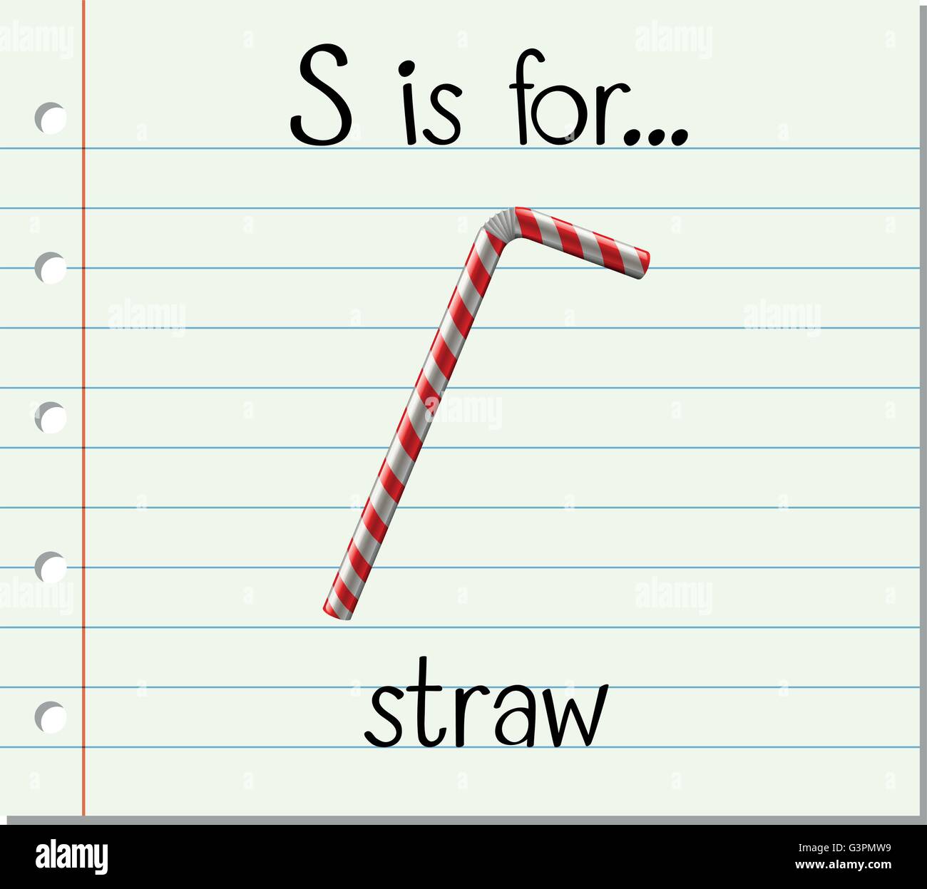 Flashcard letter S is for straw illustration Stock Vector Image & Art ...