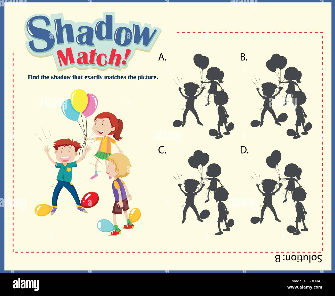 Game template with shadow matching kids illustration Stock Vector Image ...