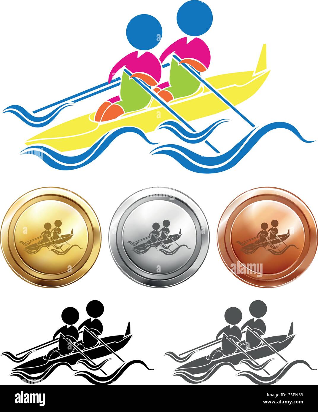 Kayaking icon and sport medals illustration Stock Vector Image & Art ...