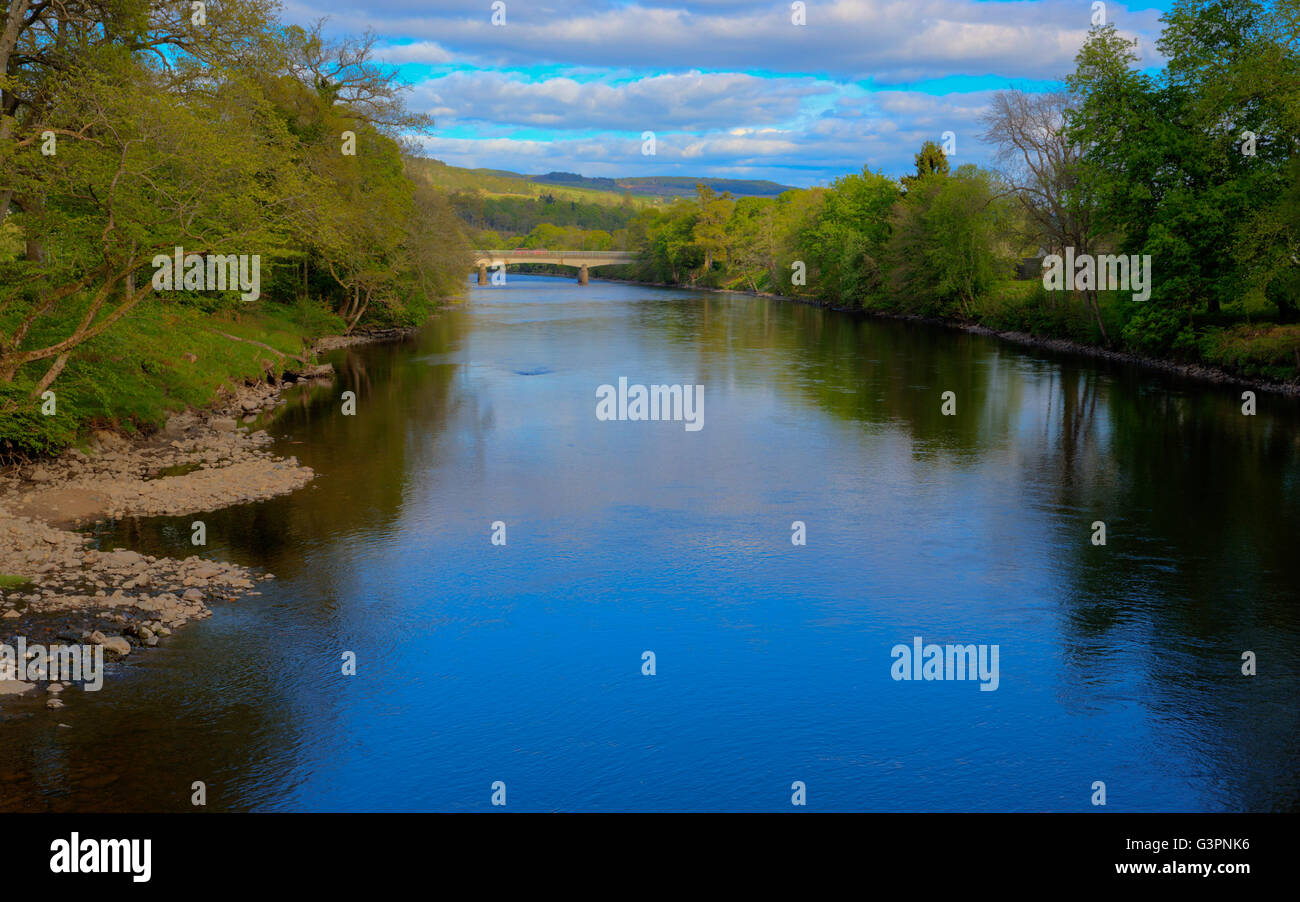 Pitlochry Scotland UK view of beautiful River Tummel in Perth and ...