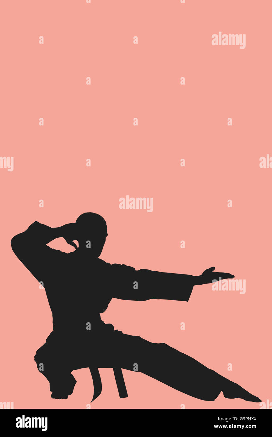 Composite image of fighter performing karate stance Stock Photo - Alamy