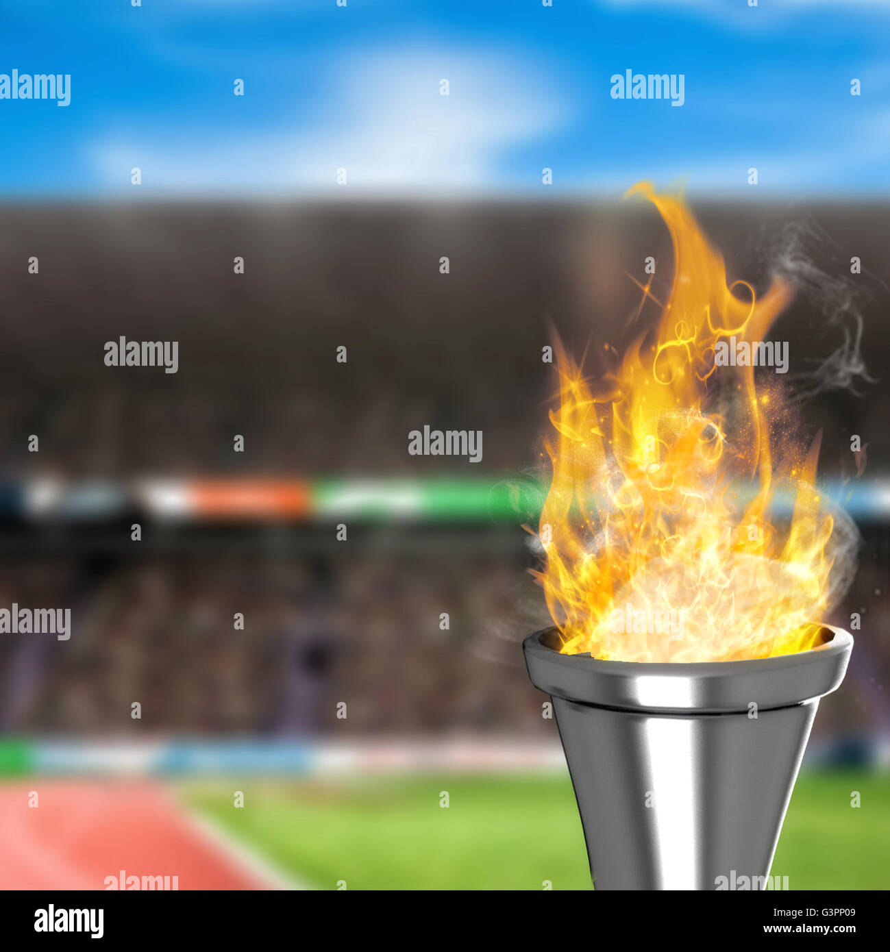 Composite image of the olympic fire Stock Photo - Alamy