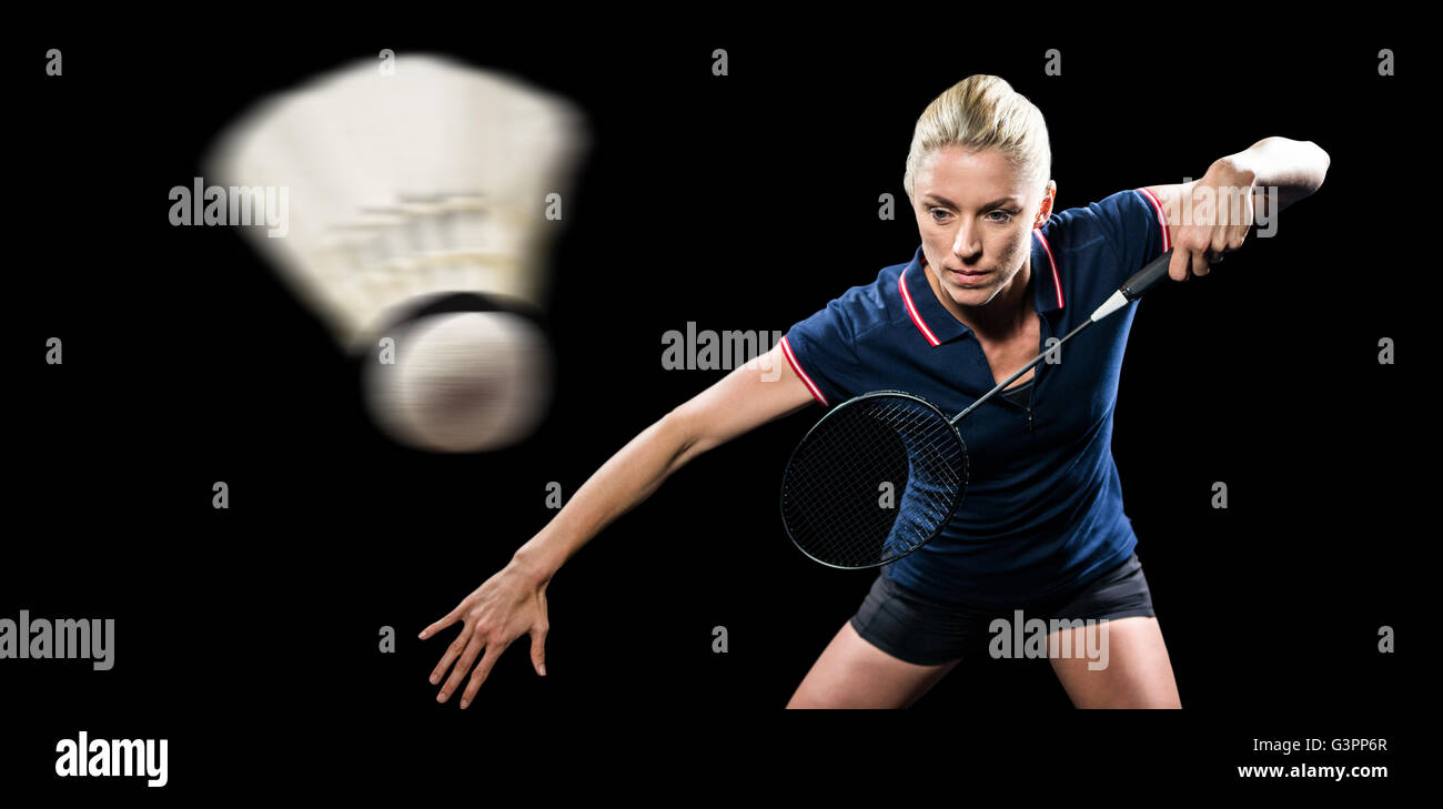 Badminton player playing badminton Stock Photo - Alamy