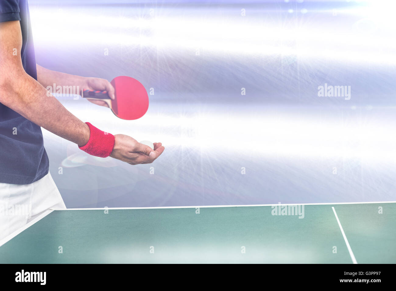 Mid section of athlete man playing table tennis Stock Photo - Alamy
