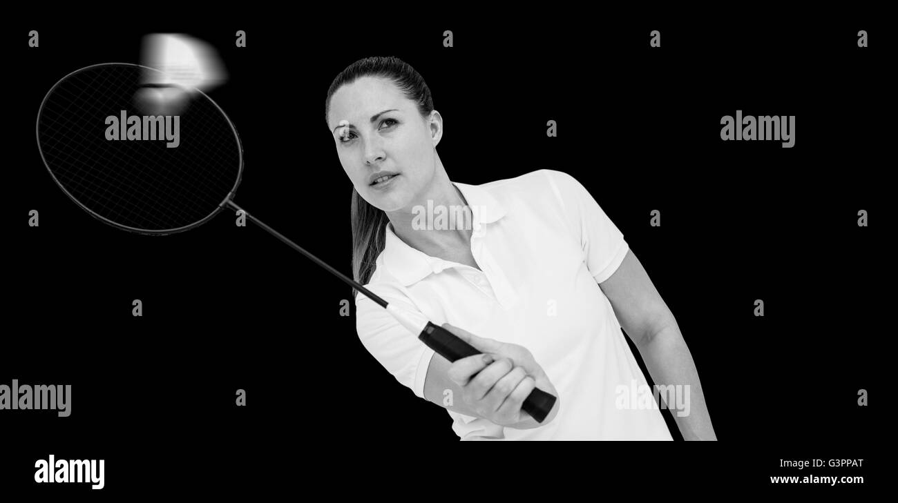 Female player playing badminton Stock Photo - Alamy Female player playing badminton Stock Photo - Alamy