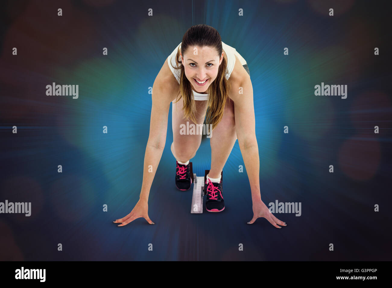 Female athlete in starting blocks hi-res stock photography and images ...