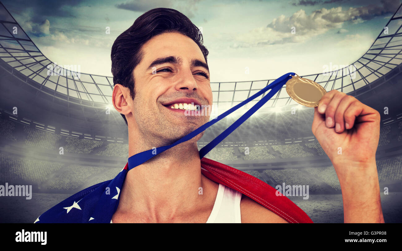 Athlete posing gold medals american hi-res stock photography and images ...