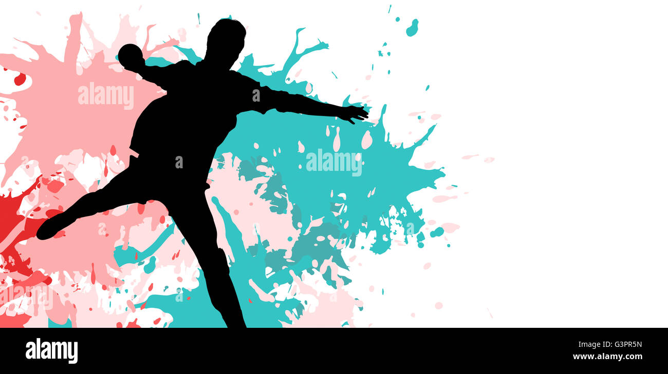 Handball player jumping throwing ball hi-res stock photography and ...