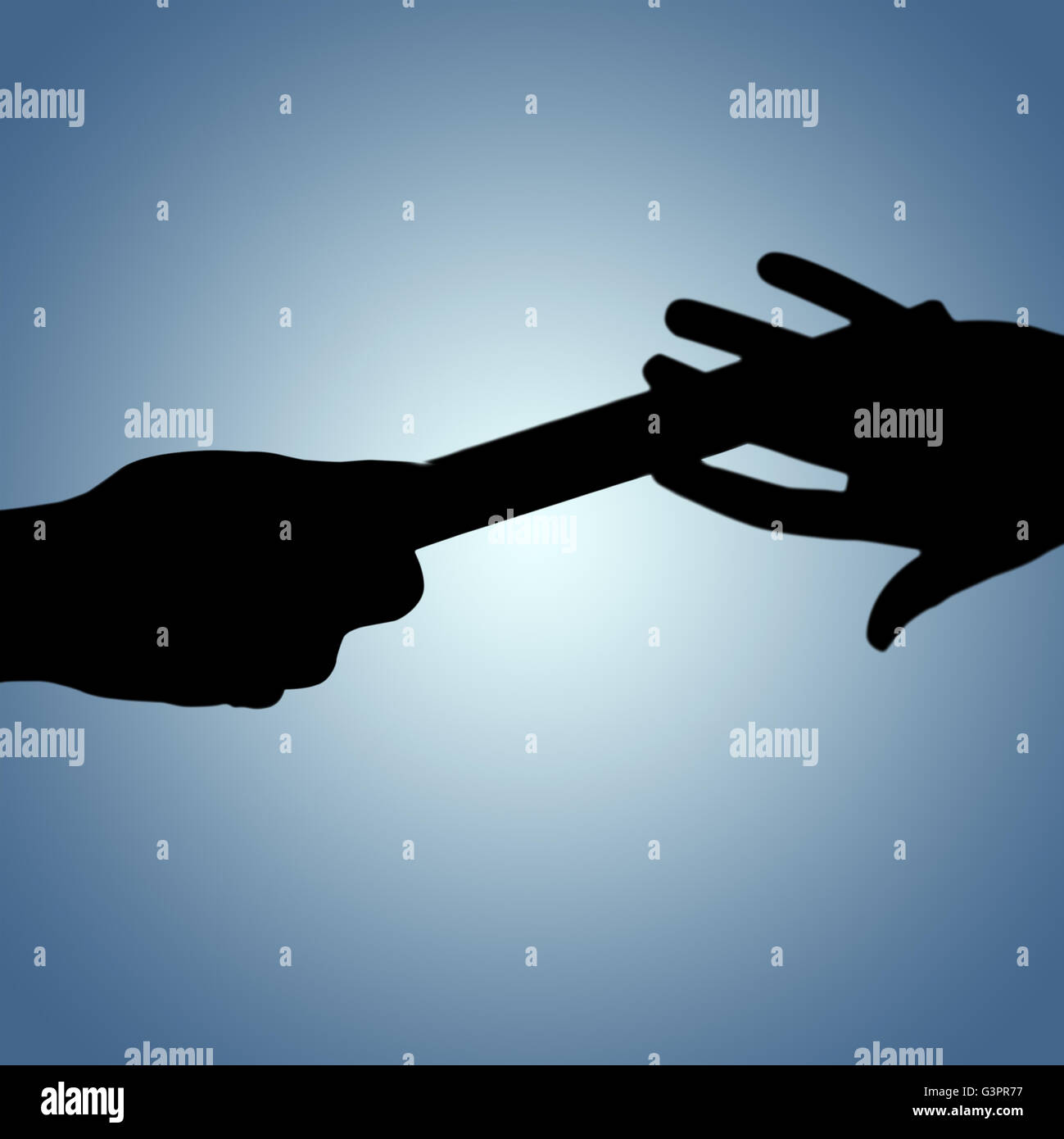 Silhouette people passing relay baton hi-res stock photography and ...