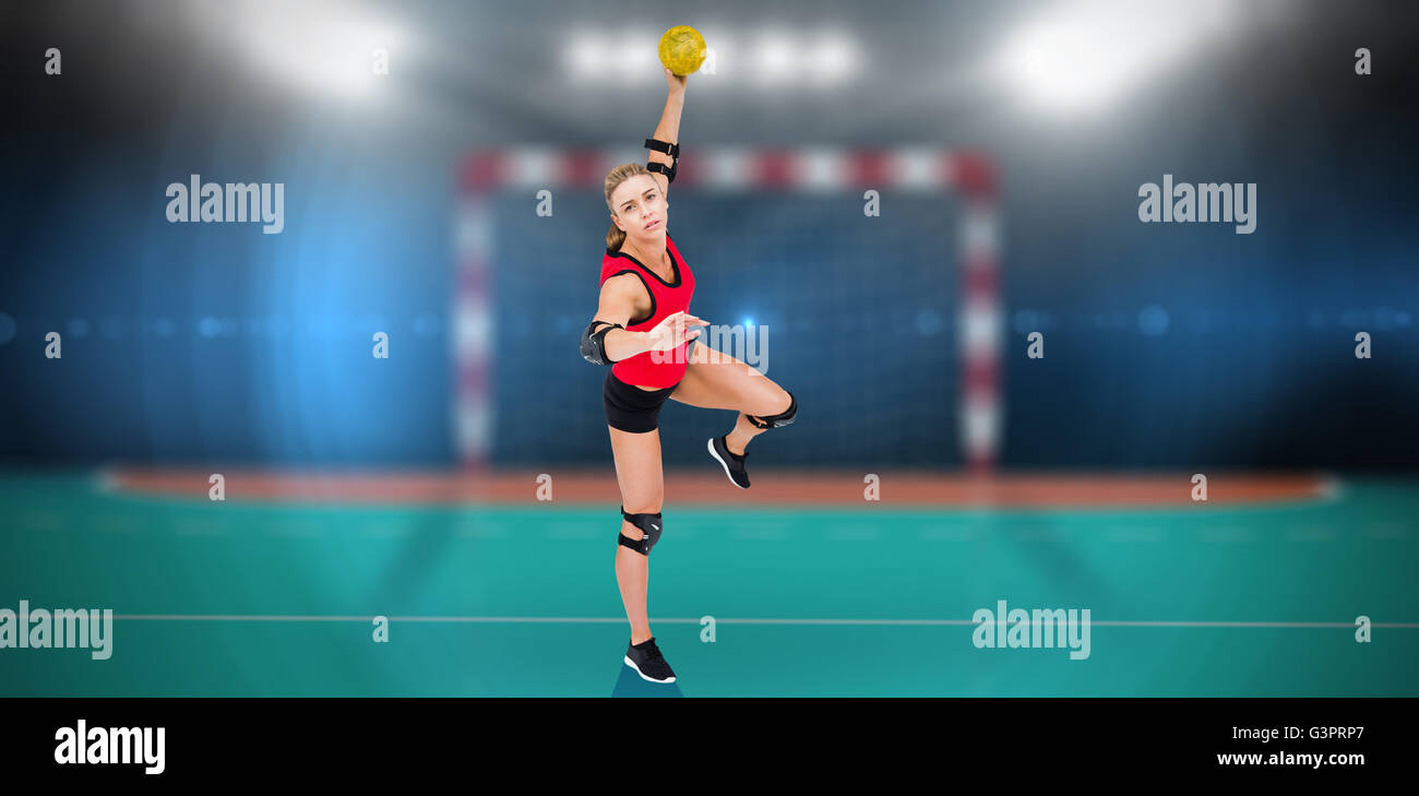 Handball woman throwing ball hi-res stock photography and images - Alamy