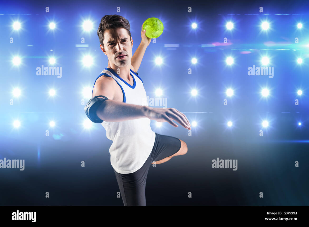 Composite image of portrait of athlete man throwing a ball Stock Photo ...
