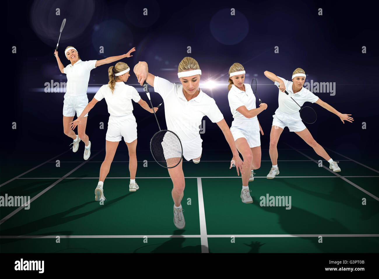 Pretty blonde playing badminton racket hi-res stock photography and ...