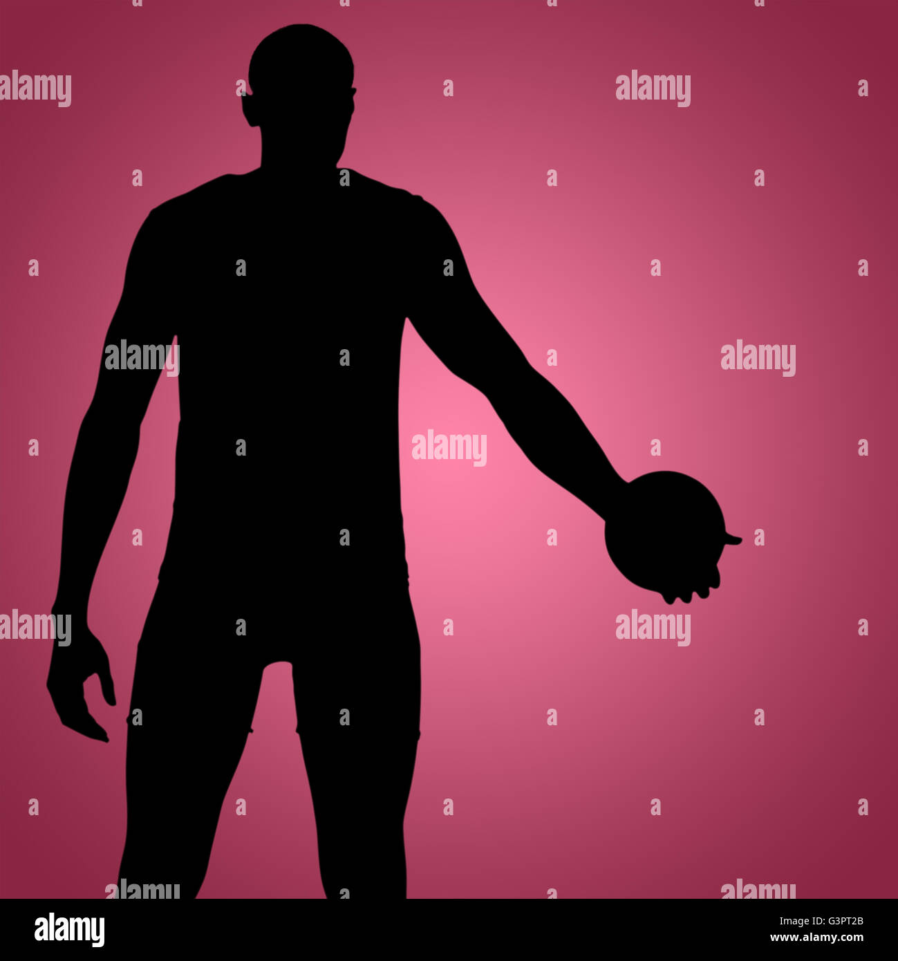 Composite image of rear view of sportsman holding a discus on a white ...