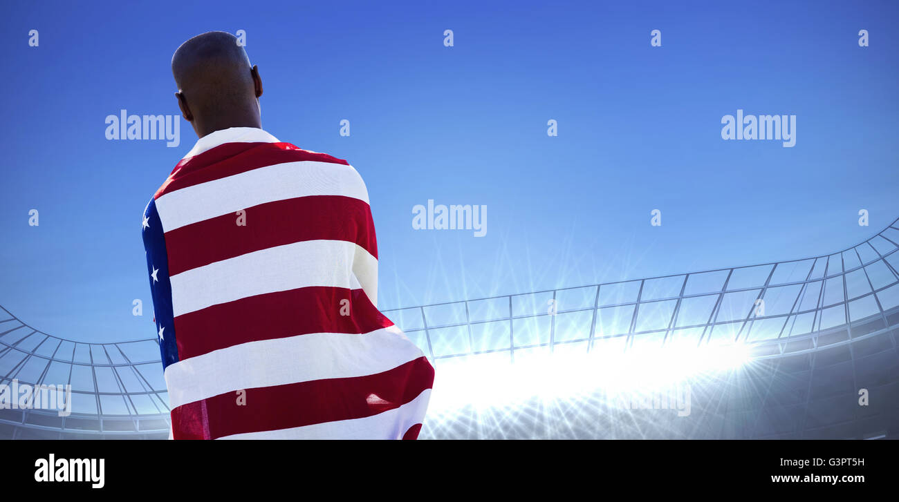 Rear view man american flag hi-res stock photography and images - Alamy