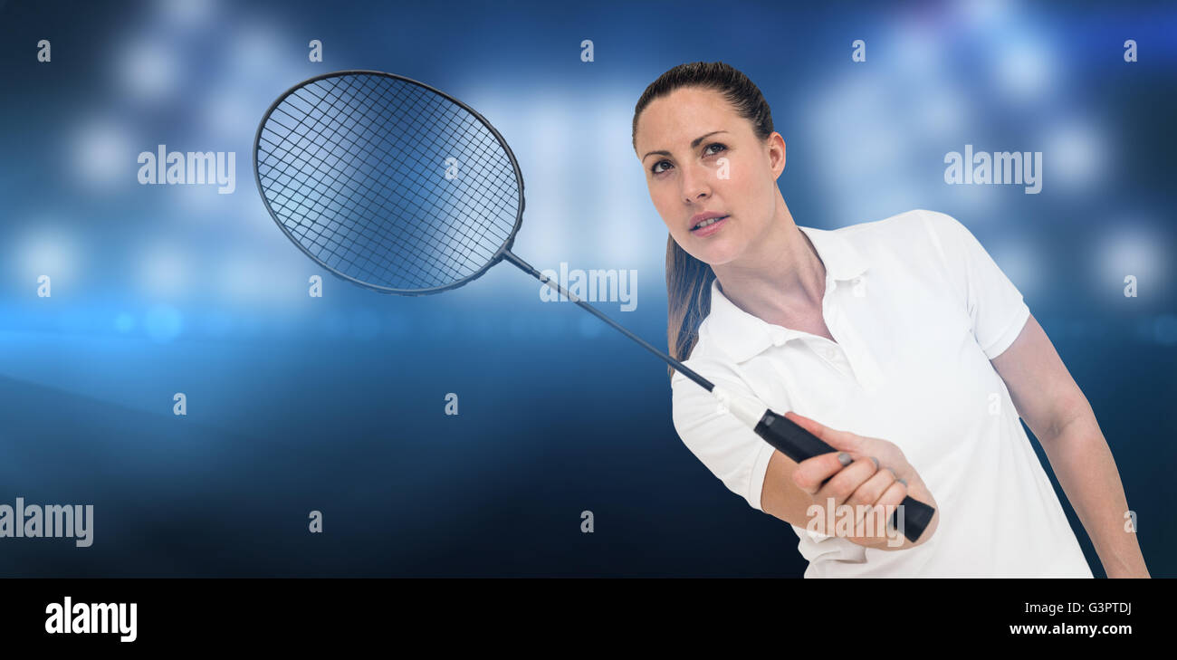 Female player playing badminton Stock Photo - Alamy