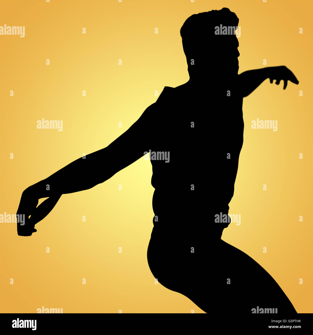 Composite image of side view of man throwing discus Stock Photo - Alamy