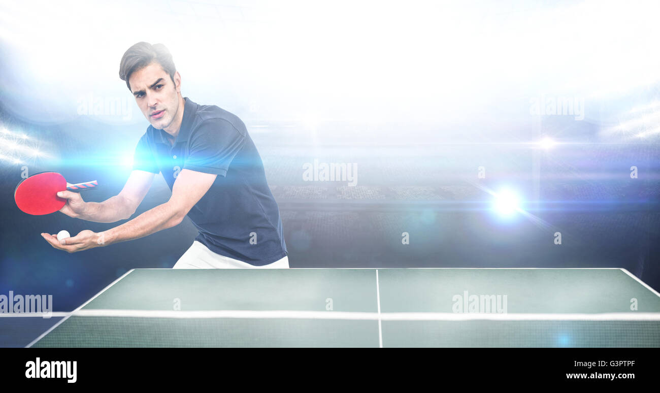 Confident male athlete playing table tennis Stock Photo - Alamy