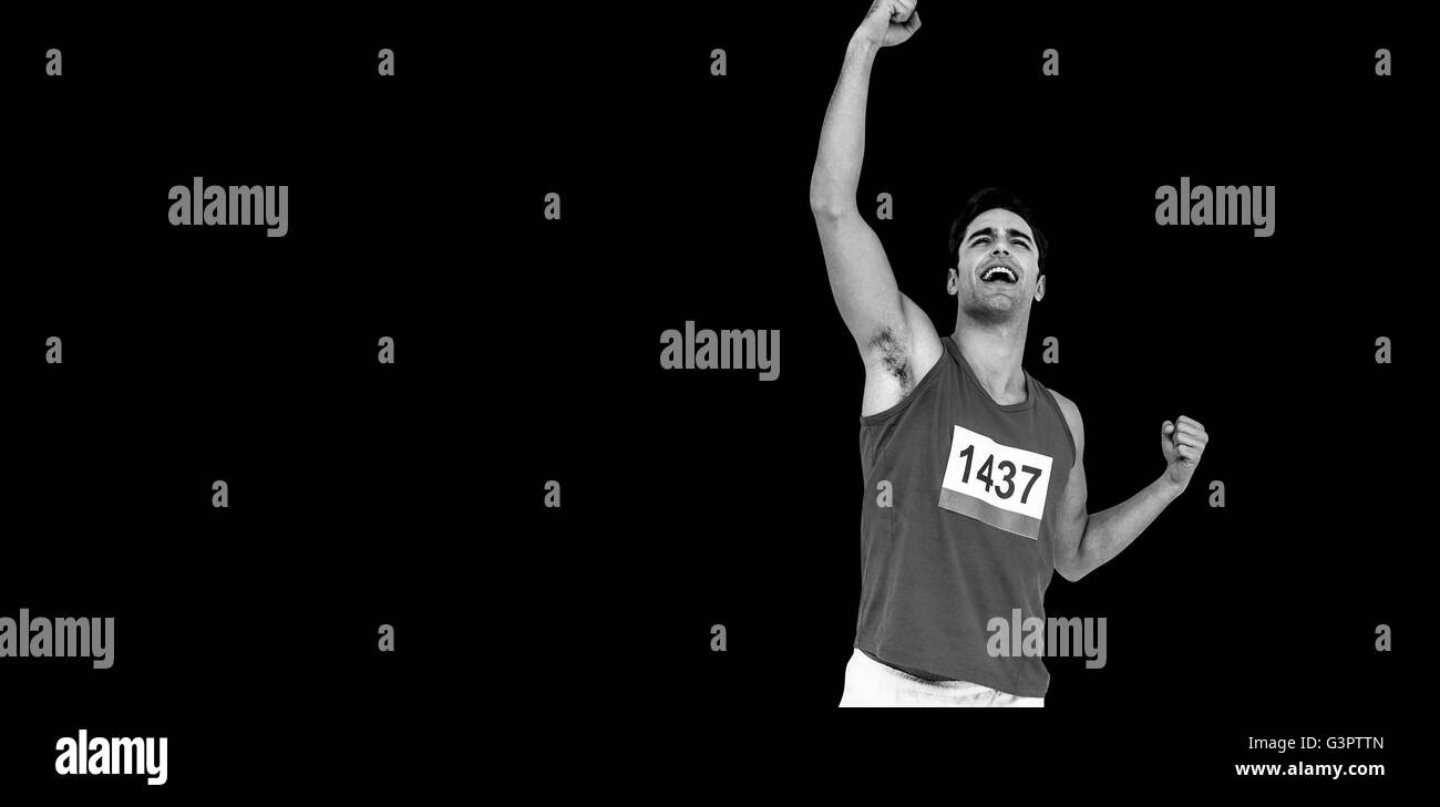 Male athlete posing after victory Stock Photo - Alamy