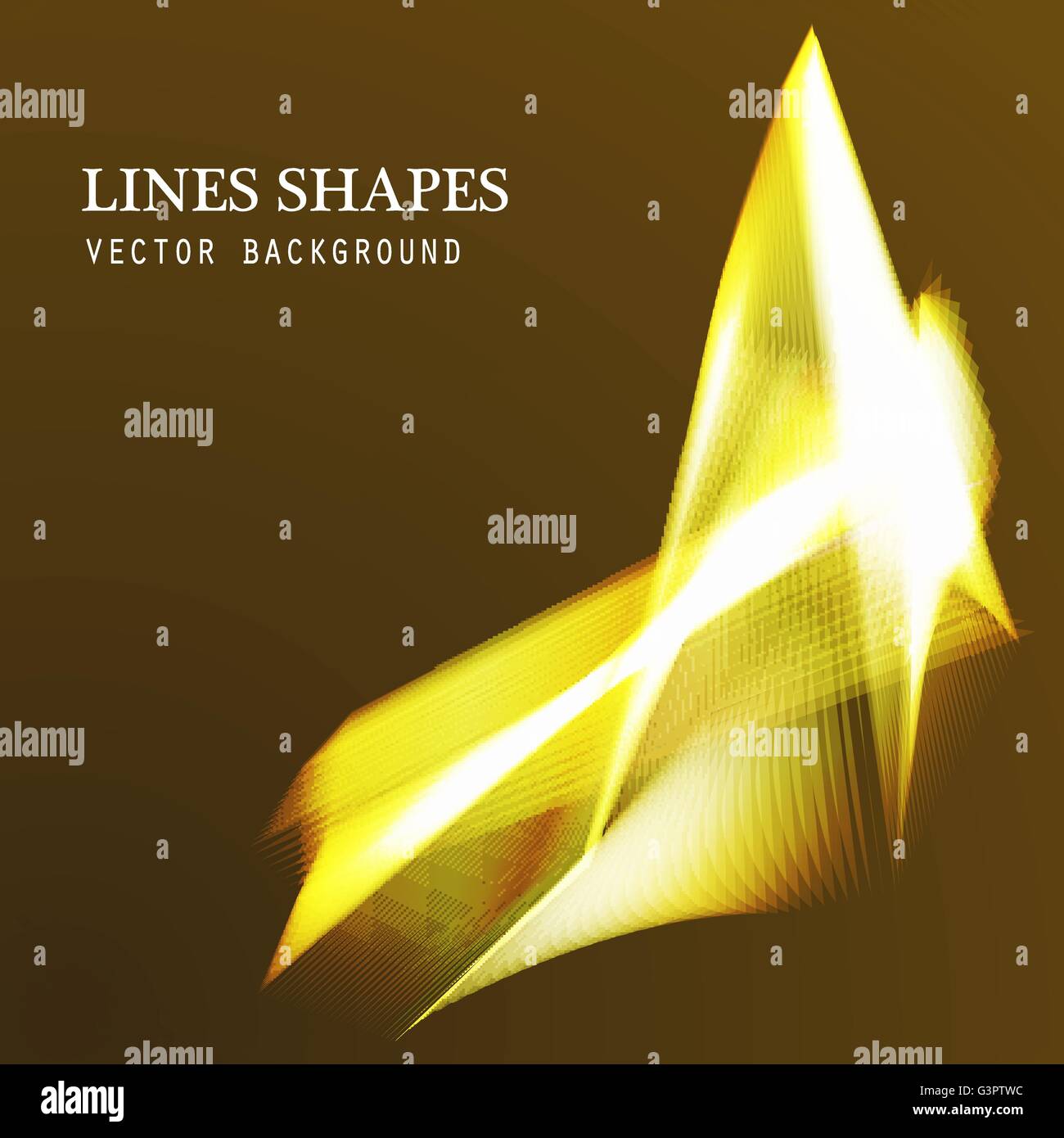 Lines shapes lighting abstract on golden dark background. Vector ...