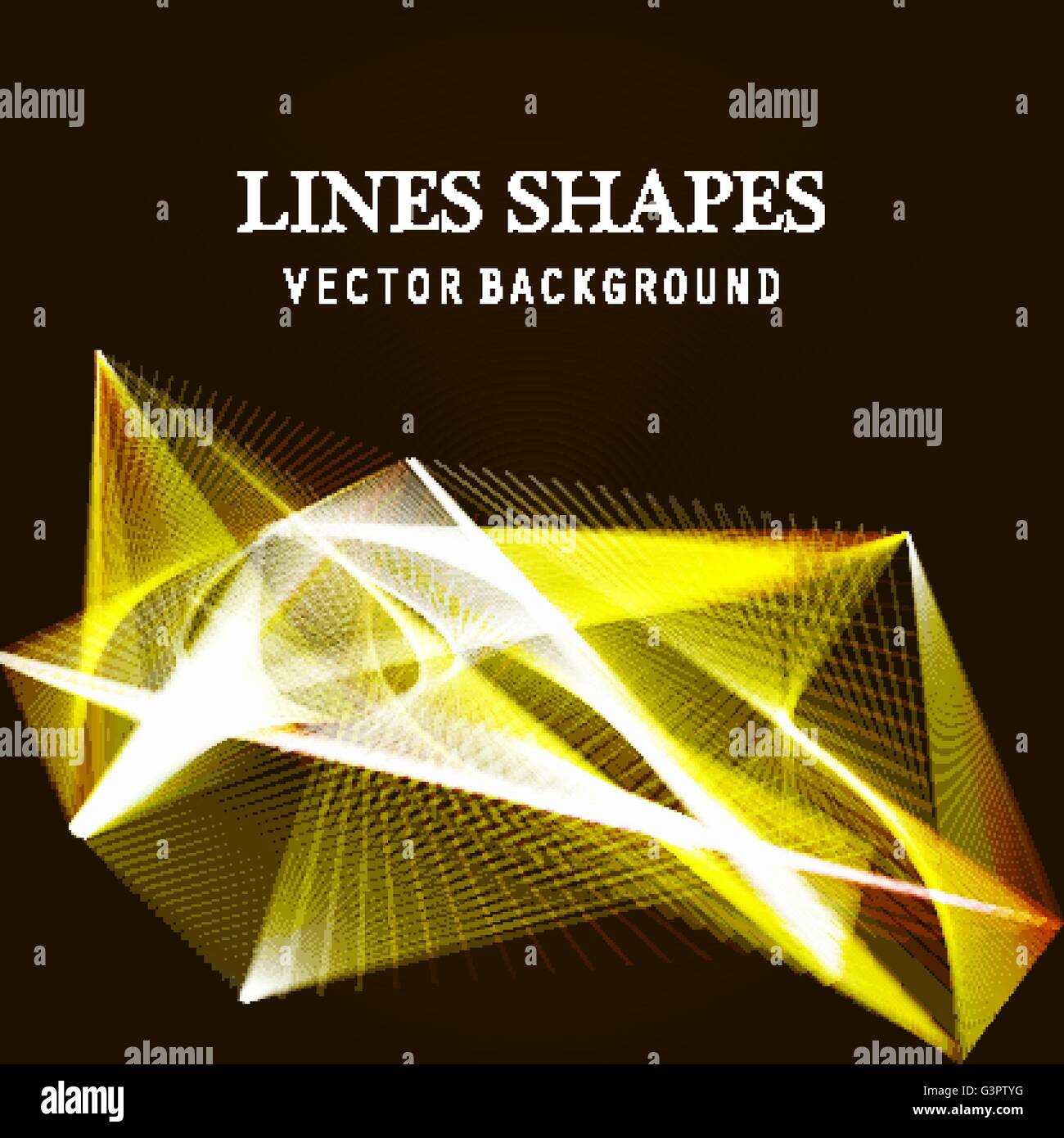 Lines shapes lighting abstract on golden dark background. Vector ...