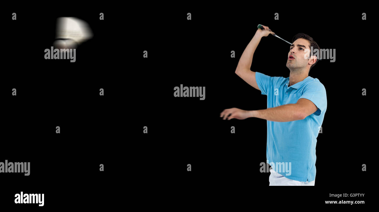 Badminton player playing badminton Stock Photo - Alamy