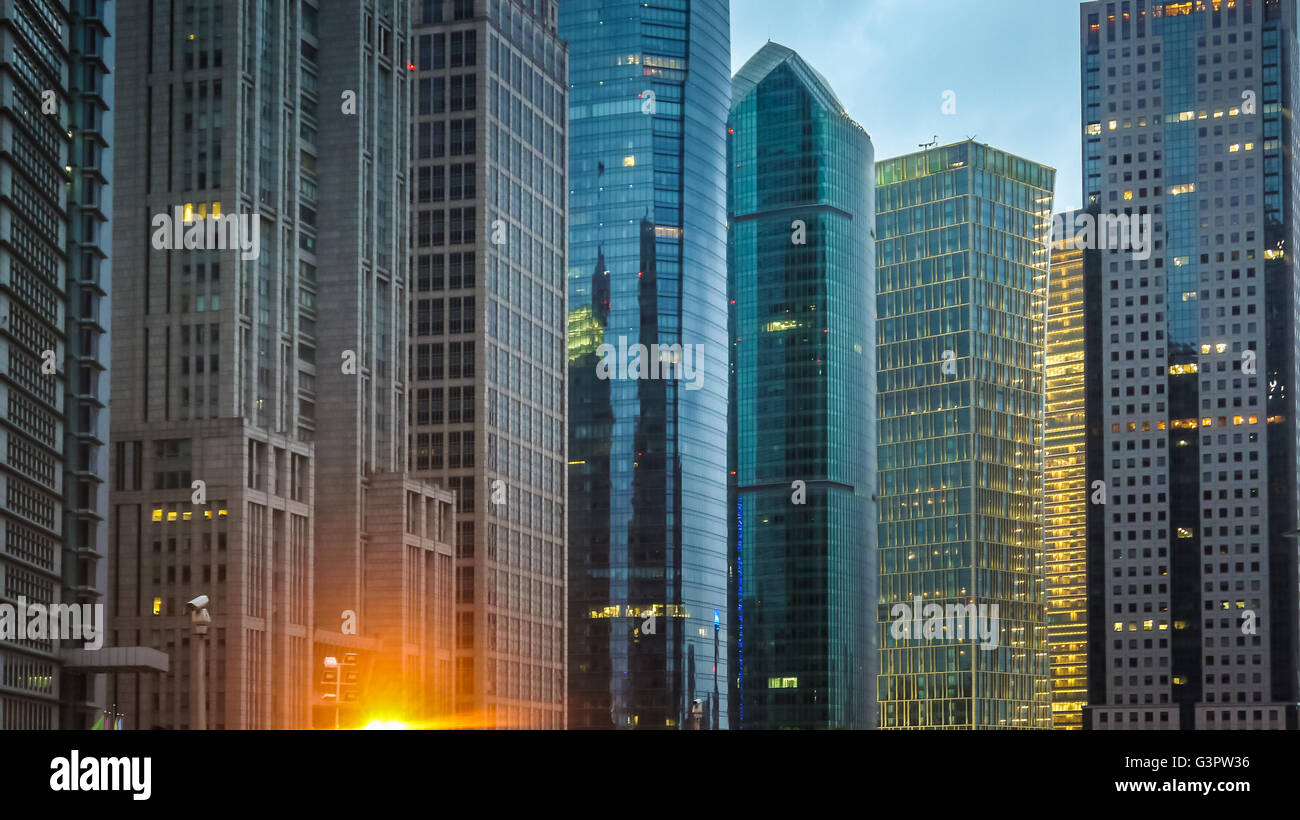 Exteriors of modern financial buildings at dusk Stock Photo - Alamy