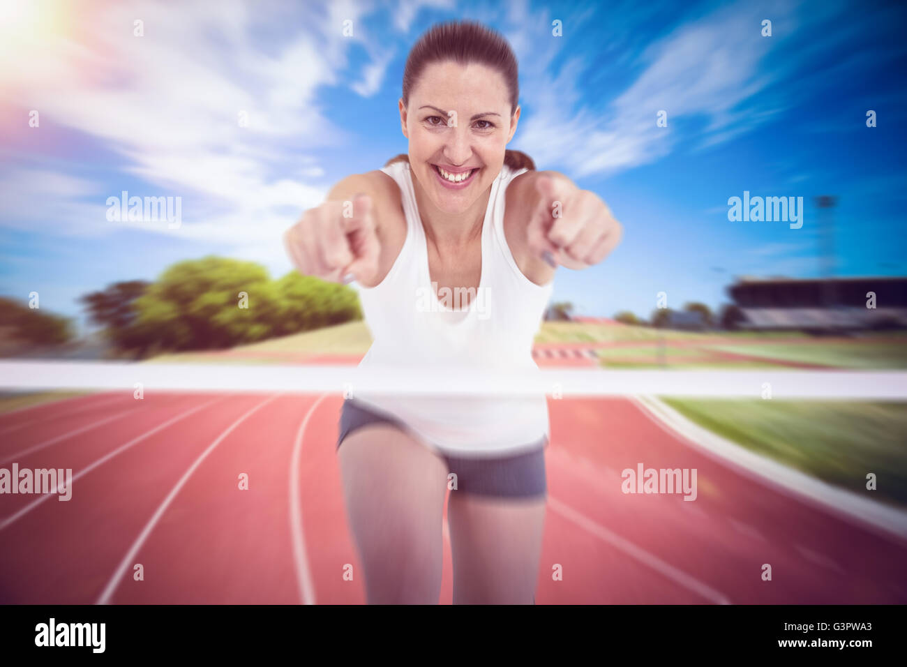 Composite image of female athlete posing on white background Stock ...