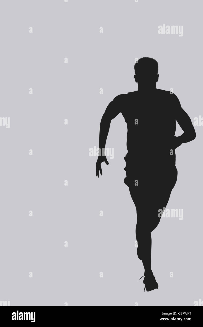 Composite image of fit man running against white background Stock Photo ...