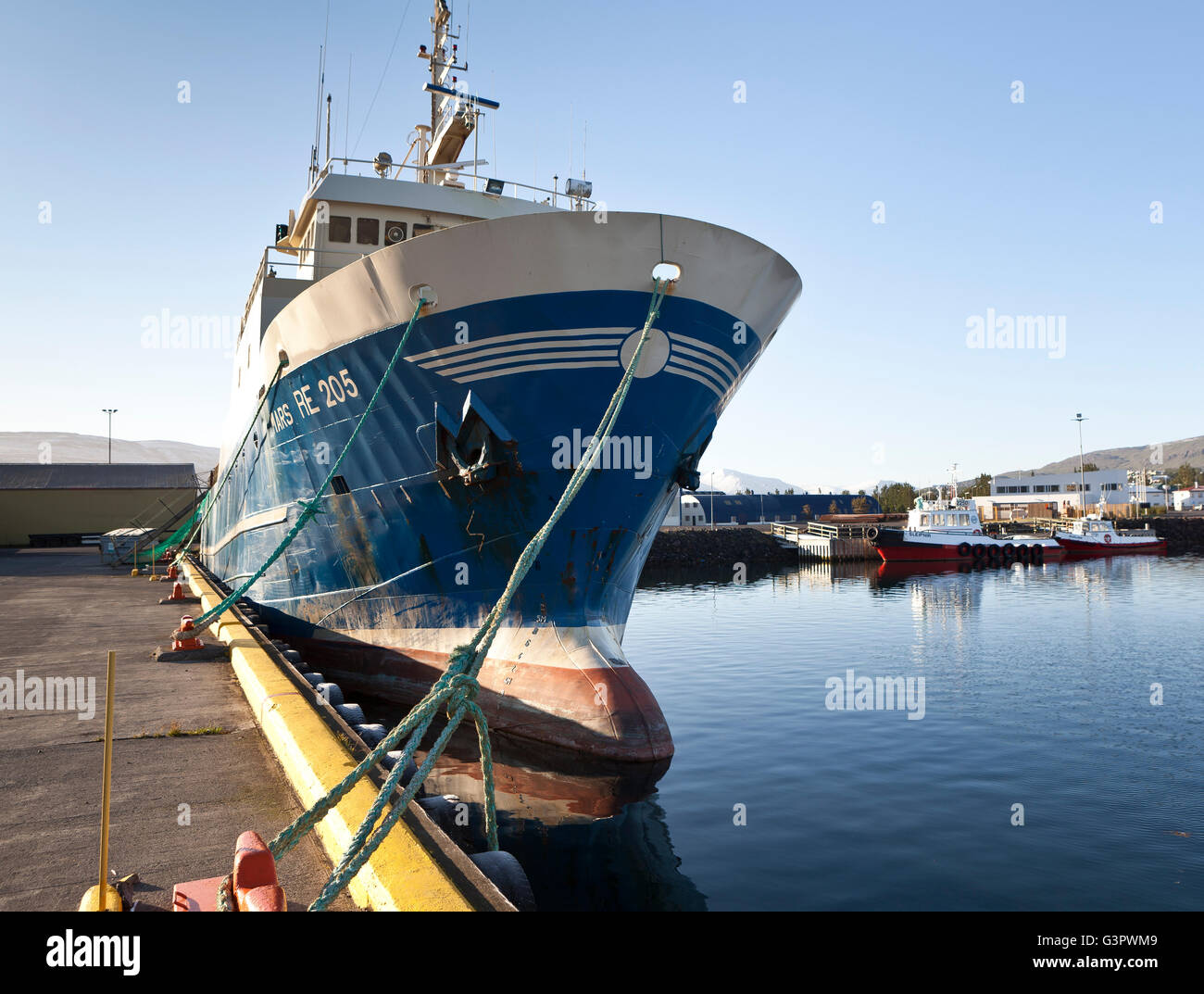 Fishing trawler, Akureyri Harbor, Eyjafjordur, Akureyri, Iceland Stock ...