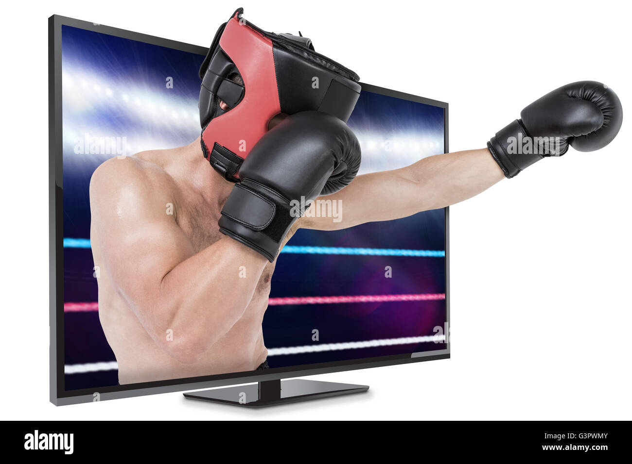 Composite image of side view of boxer hitting straight Stock Photo - Alamy