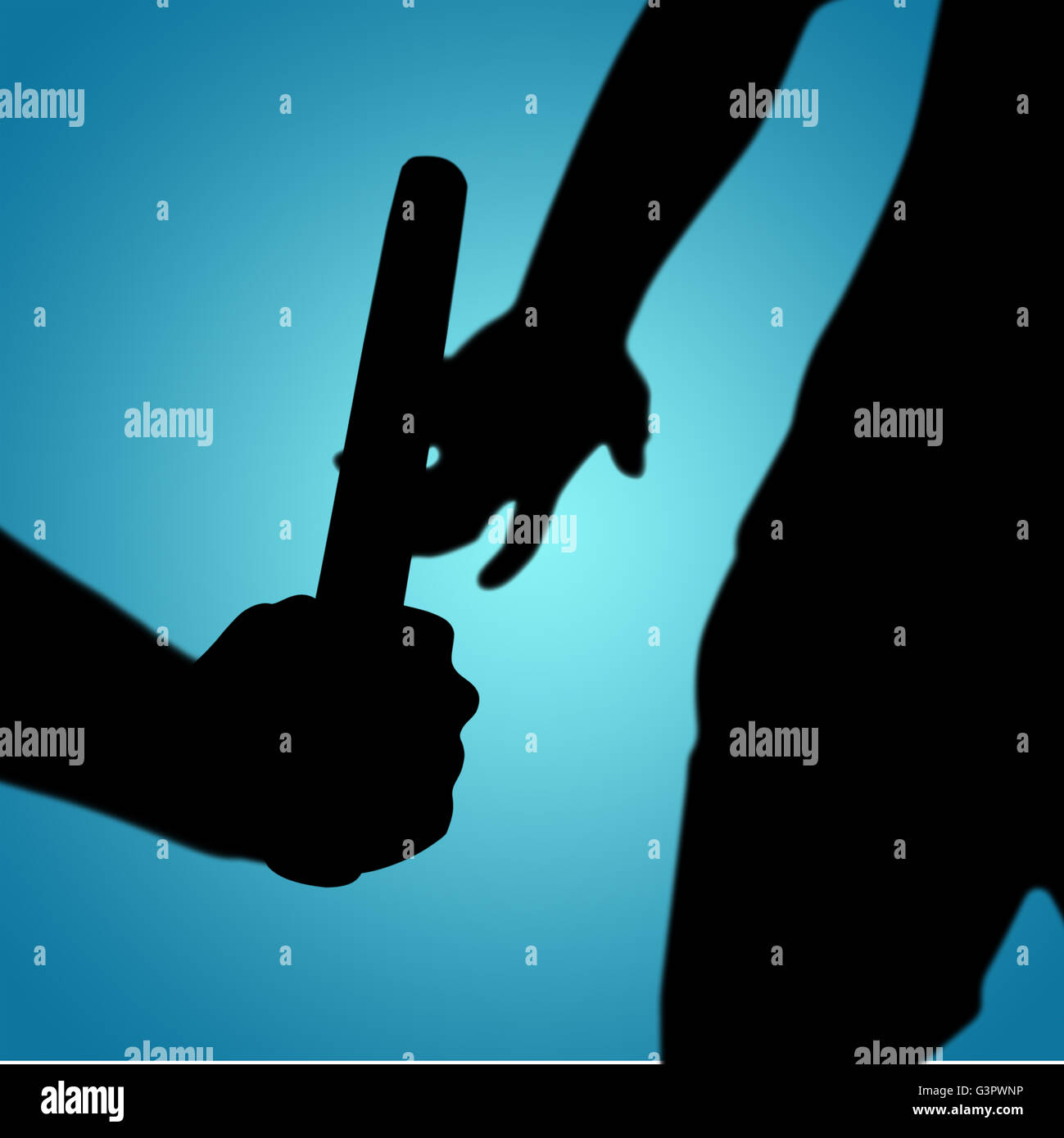 Woman giving baton man hi-res stock photography and images - Alamy
