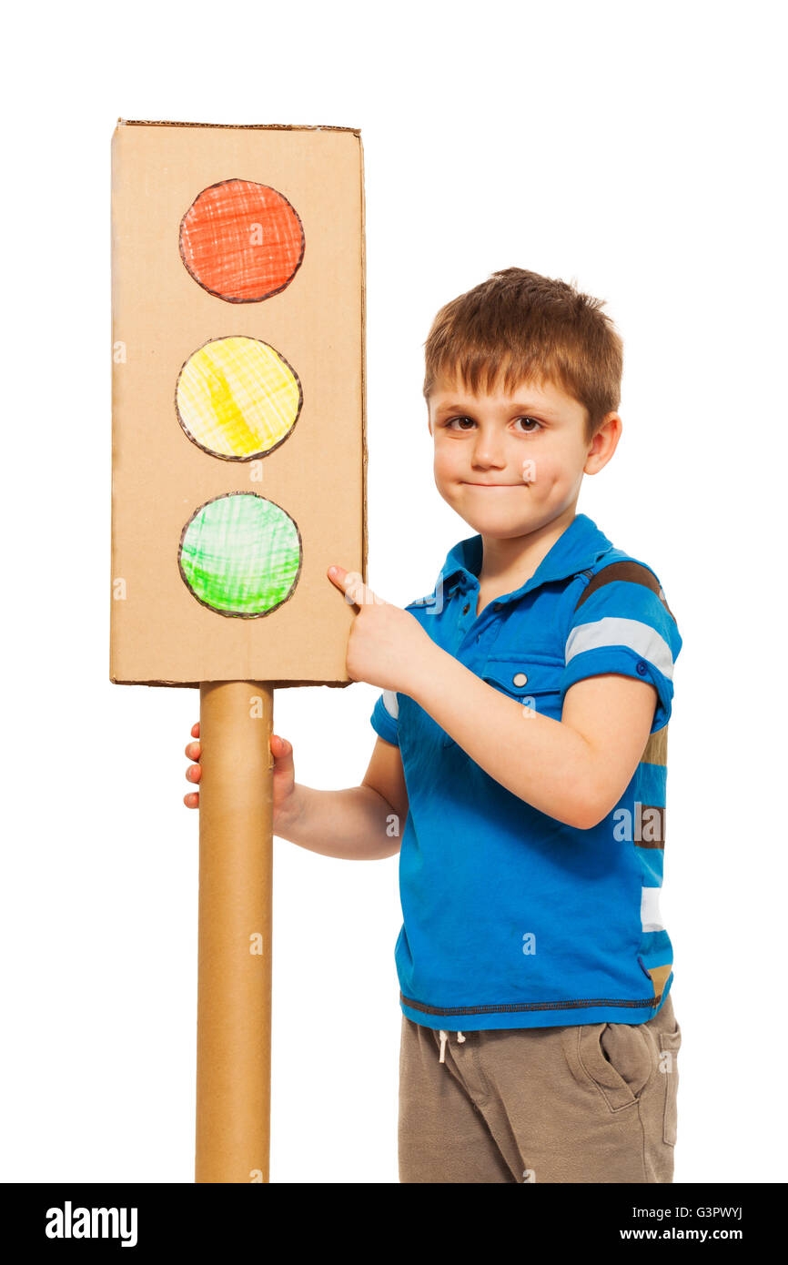 Kid boy studying road traffic regulations Stock Photo - Alamy