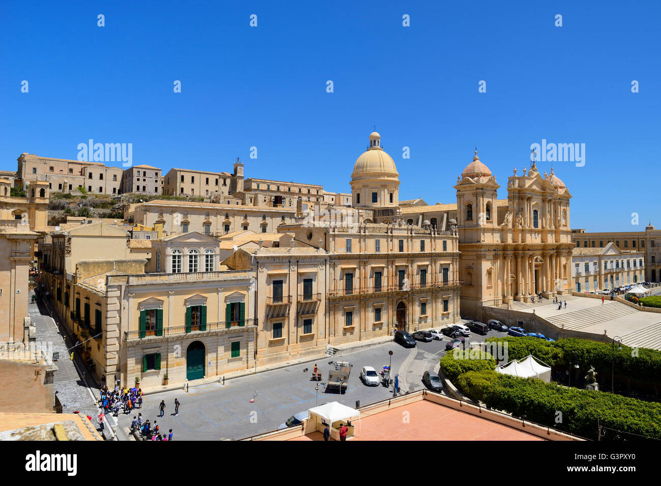 Noto Cathedral (La Chiesa Madre di San Nicolò) from roof of San Carlo ...