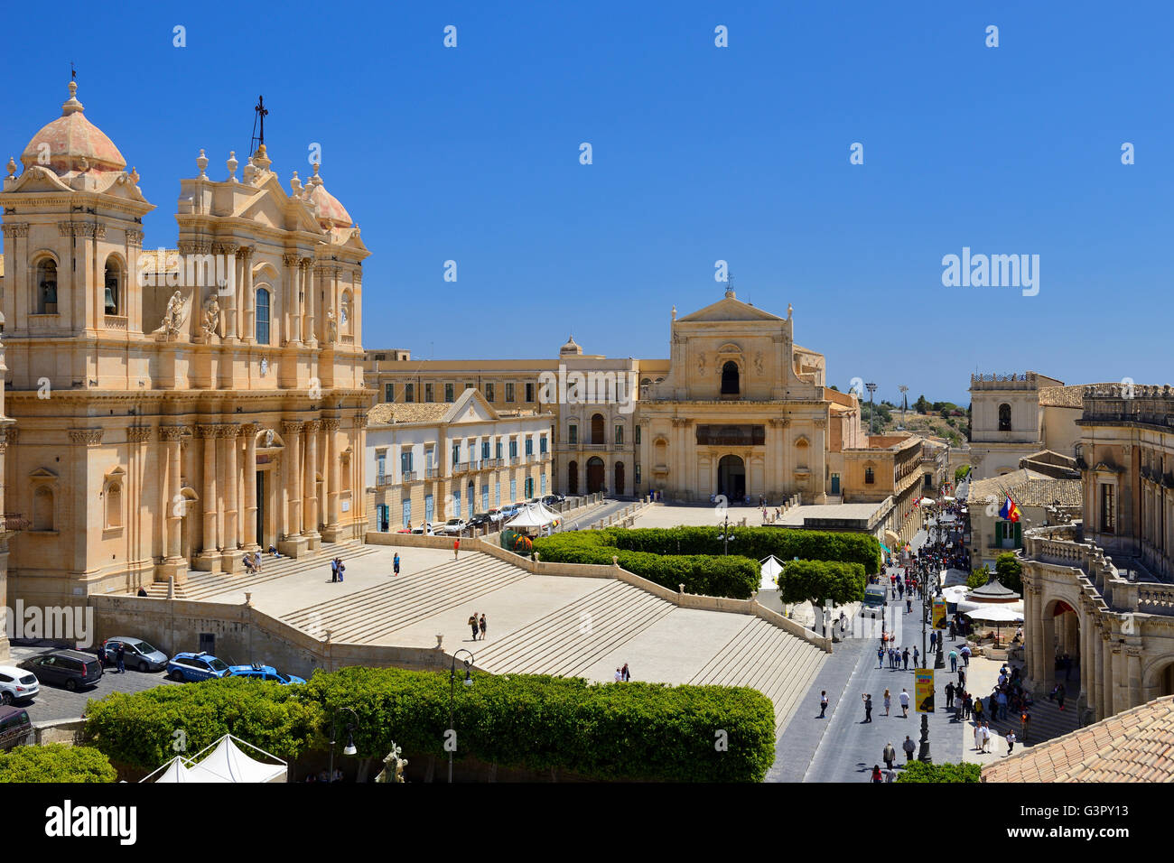 Noto Cathedral (La Chiesa Madre di San Nicolò) from roof of San Carlo ...