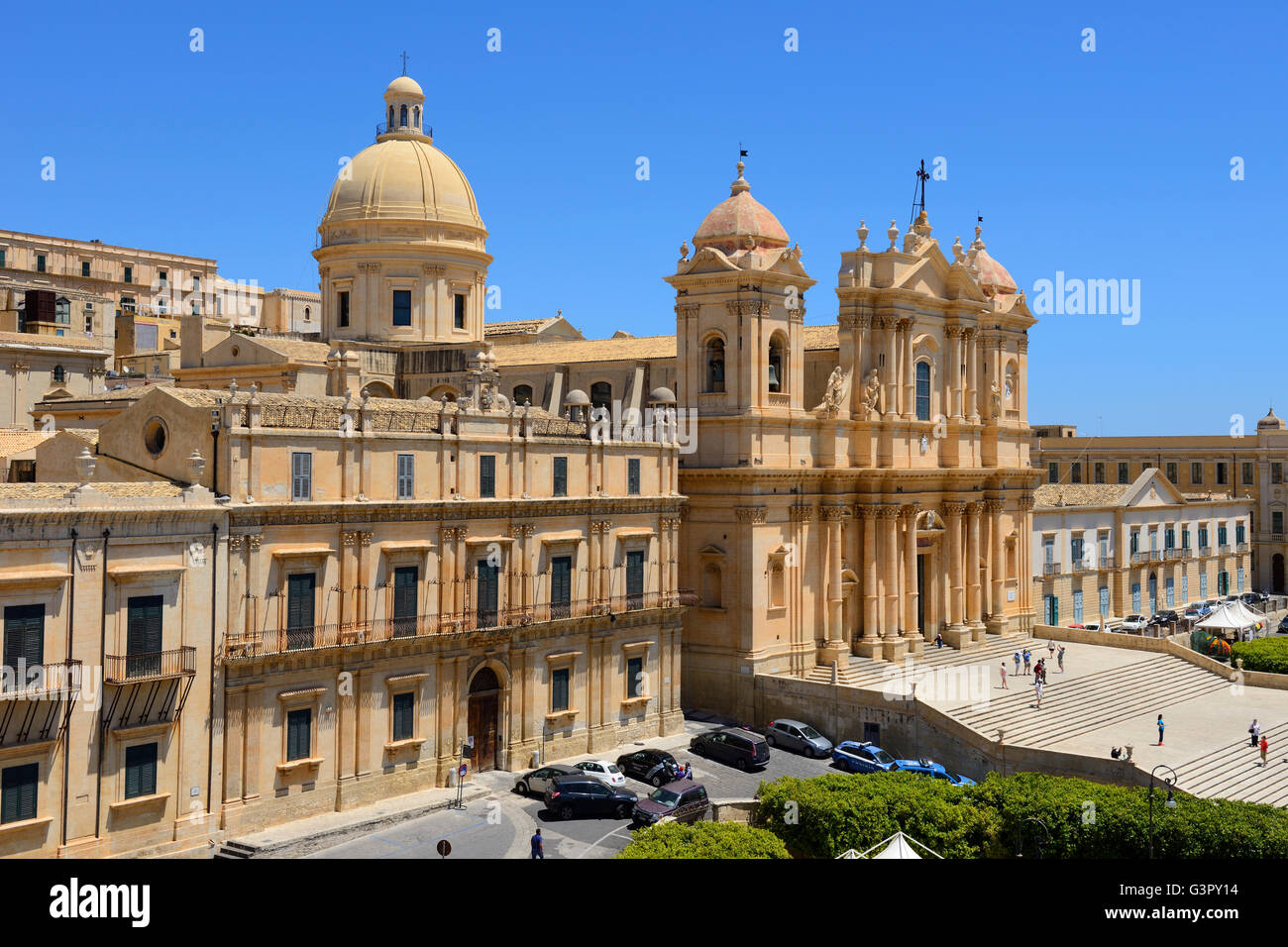 Noto Cathedral (La Chiesa Madre di San Nicolò) from roof of San Carlo ...
