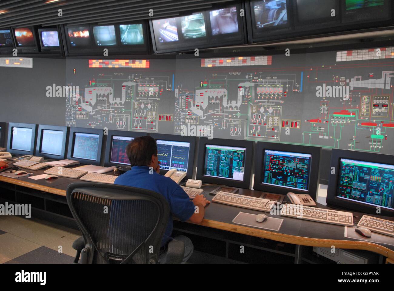 Brescia (Italy), incinerator and waste to energy plant, control room ...