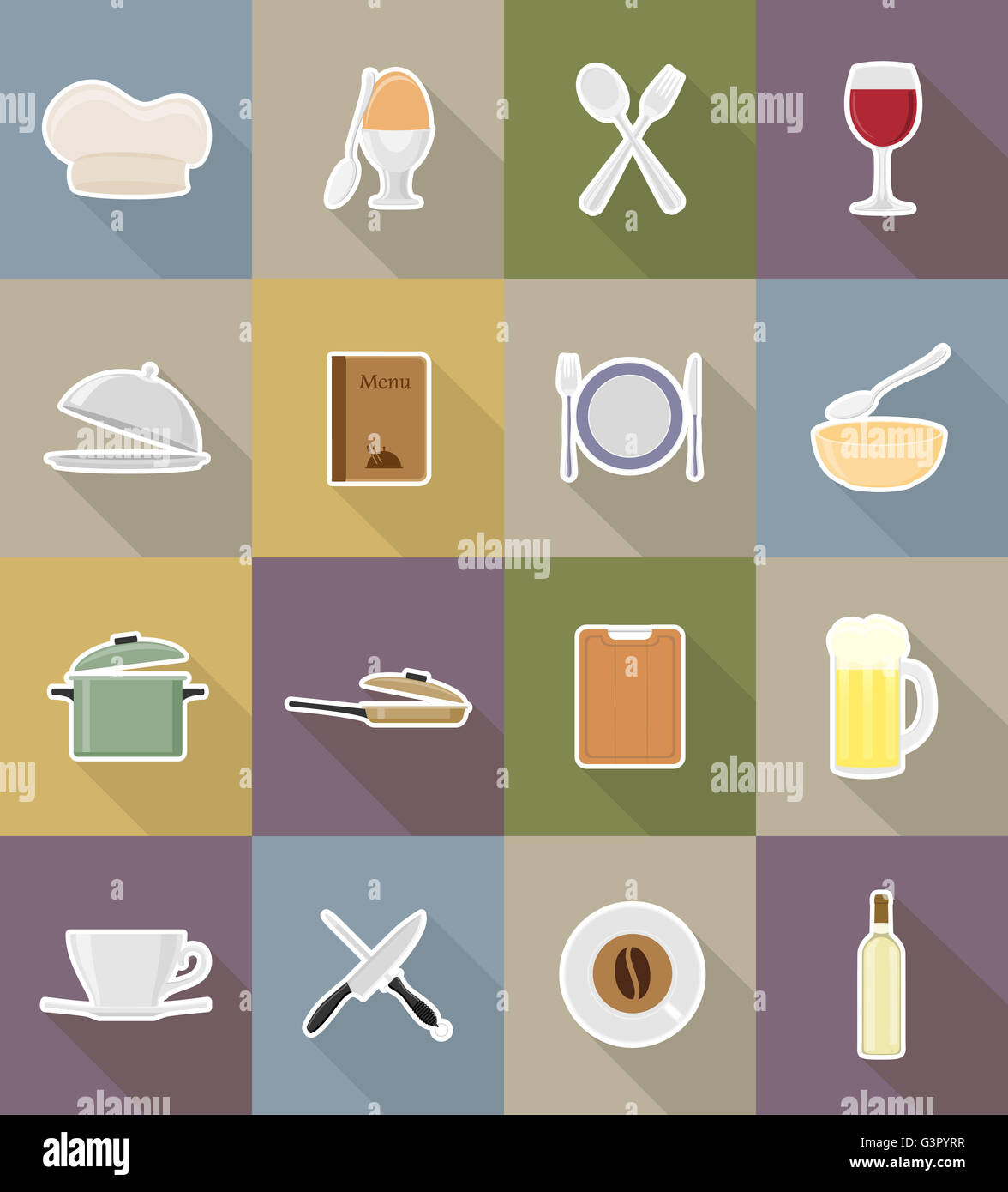 objects and equipment for the food illustration isolated on background ...