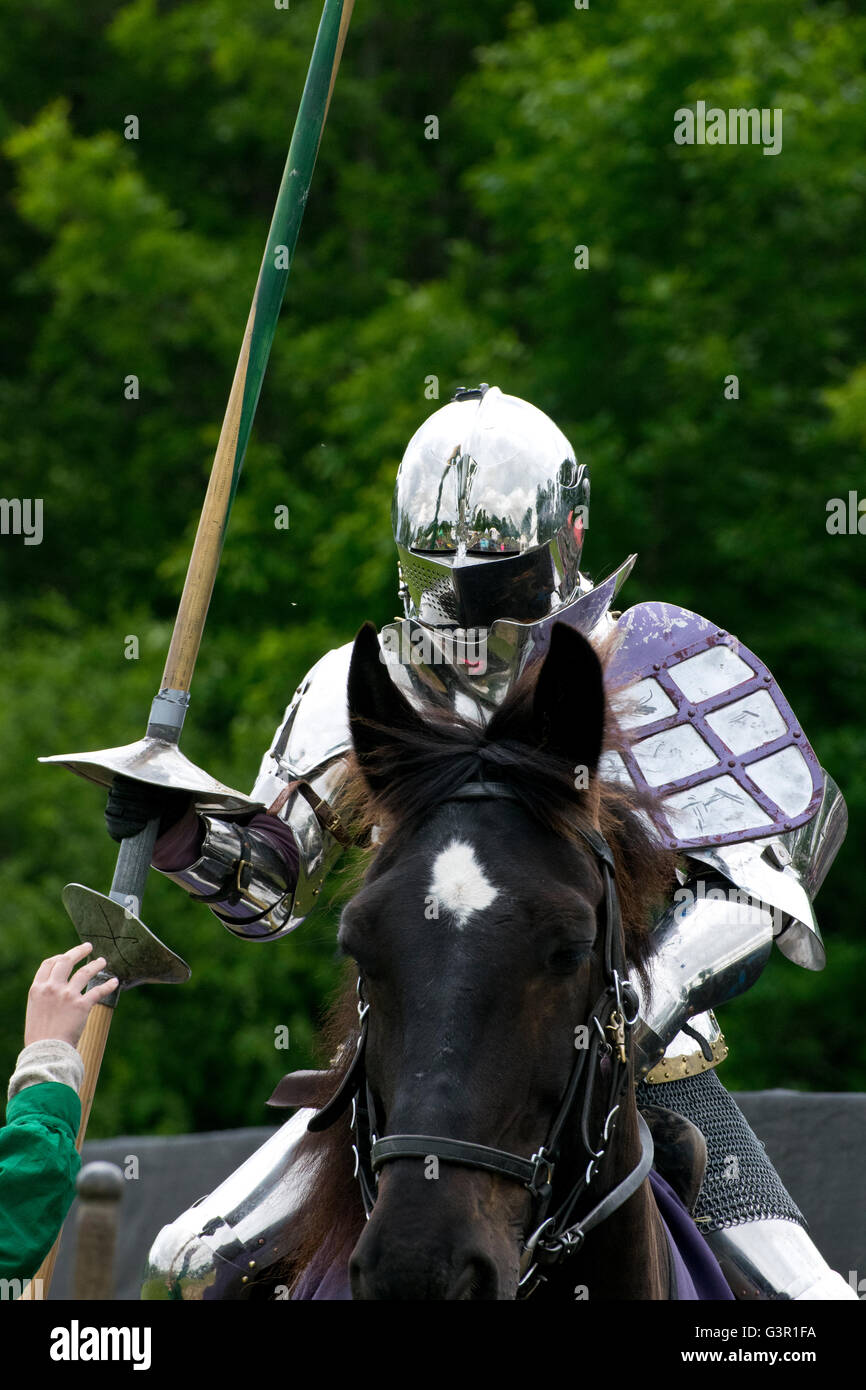 Participant in a medieval joust at Upper Canada Village Stock Photo - Alamy