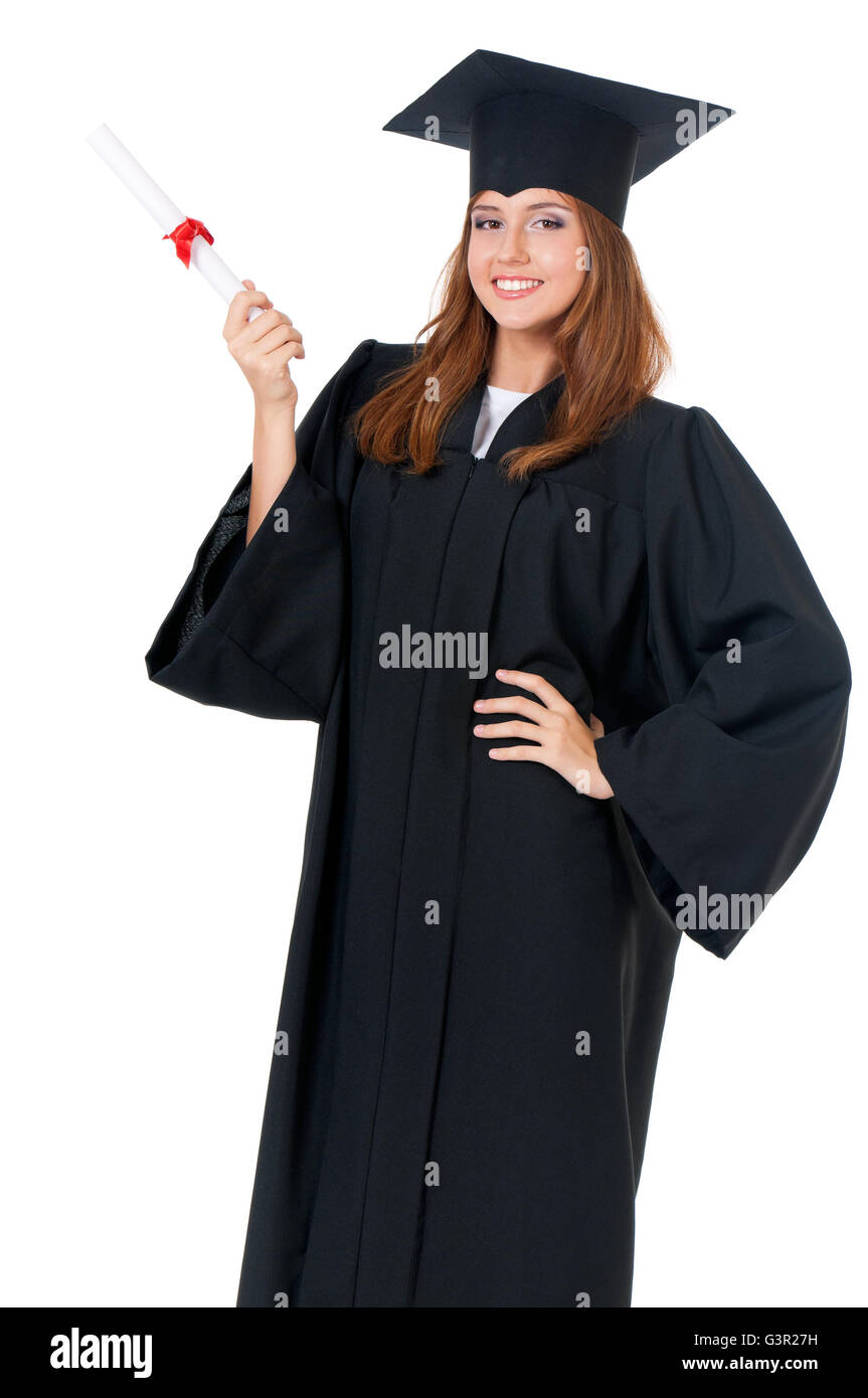 Woman graduating with diploma Stock Photo - Alamy