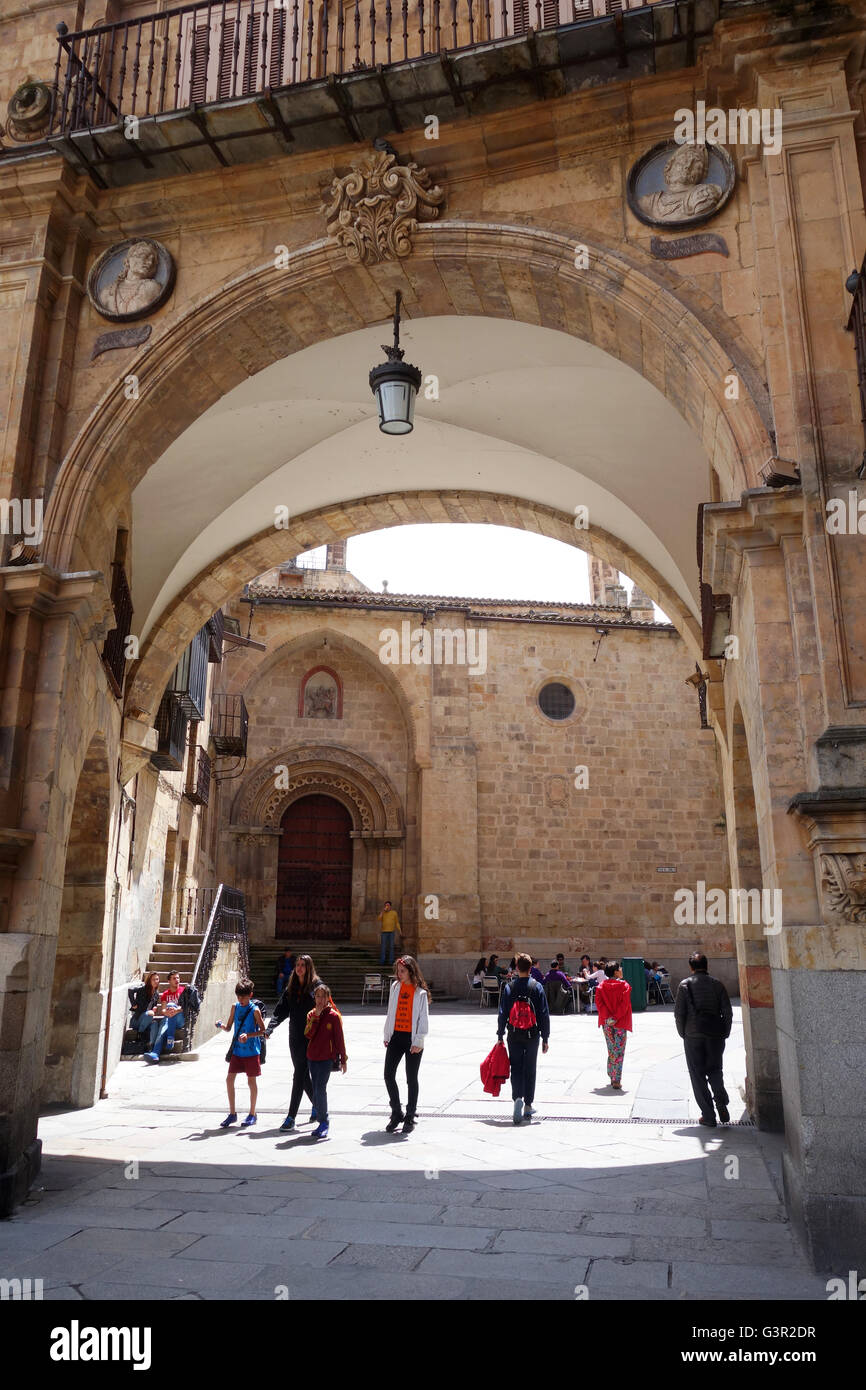 Plaza Mayor archway in Salamanca Spain Stock Photo - Alamy