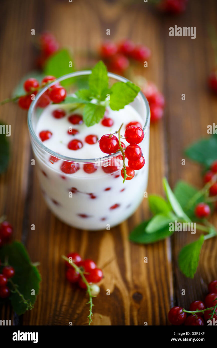 sweet homemade yogurt with red currants Stock Photo - Alamy