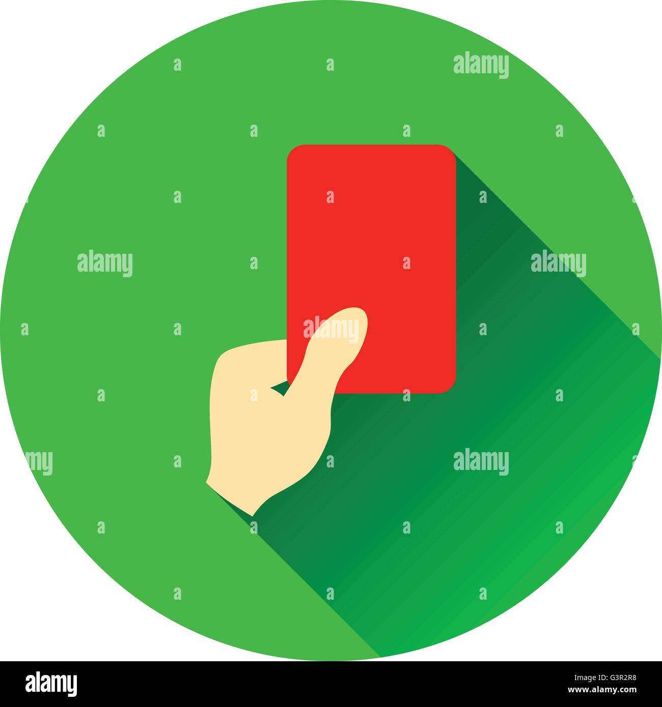 Icon of football referee hand with red card. Flat color design. Vector ...