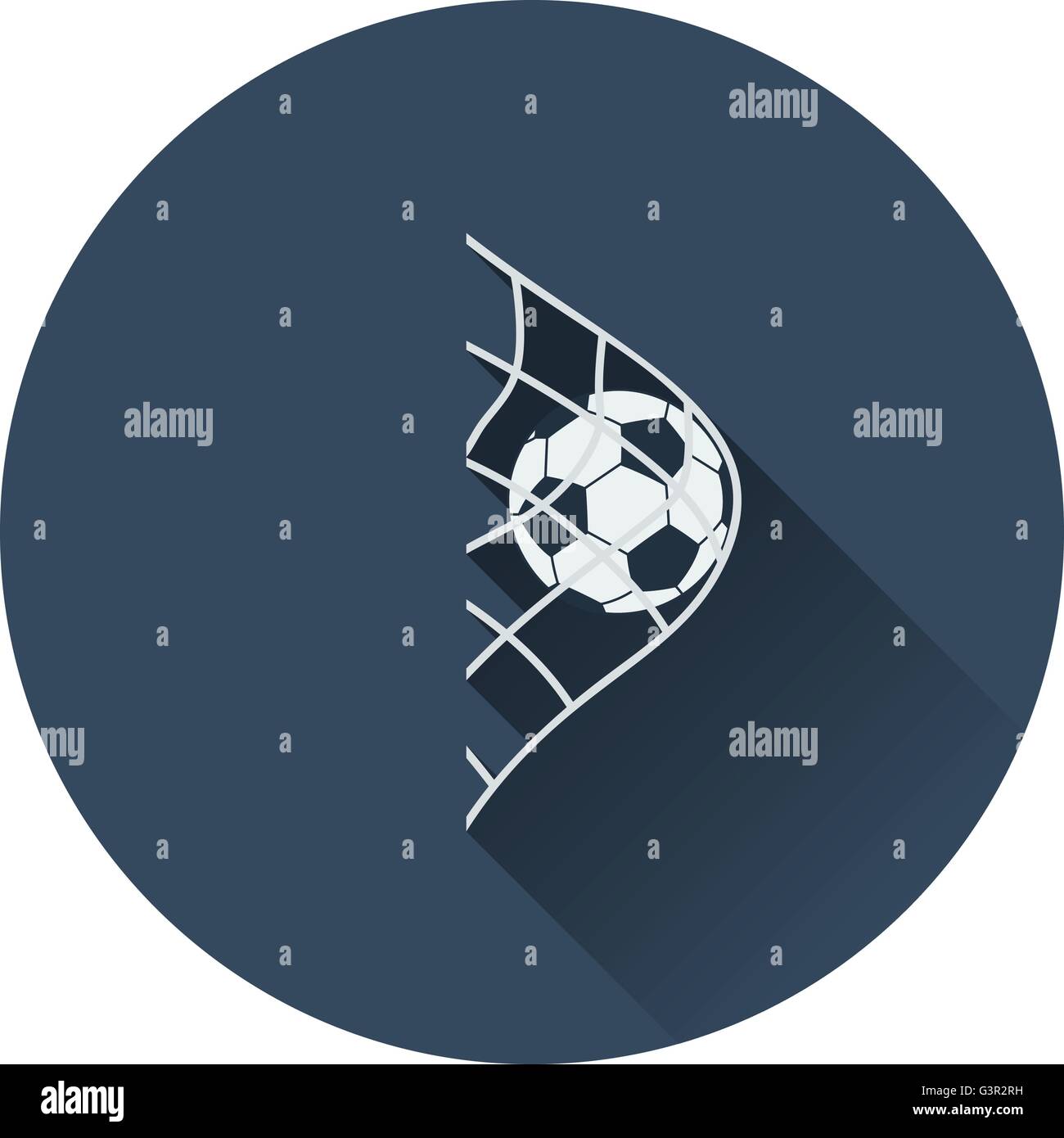 Icon of football ball in gate net. Flat color design. Vector ...