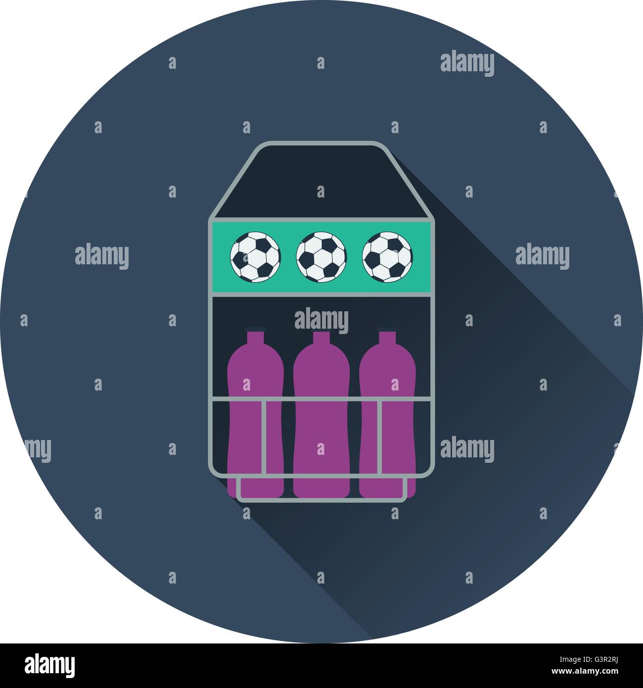 Icon of football field bottle container. Flat color design. Vector ...