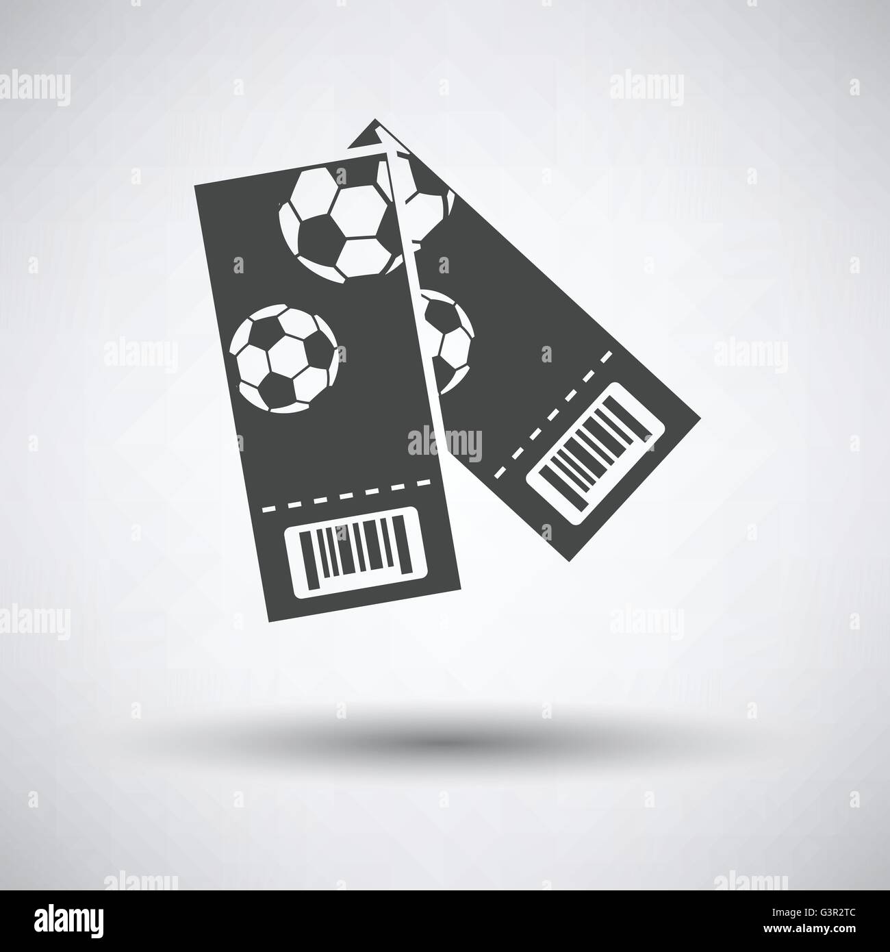 Two football tickets icon on gray background, round shadow. Vector ...