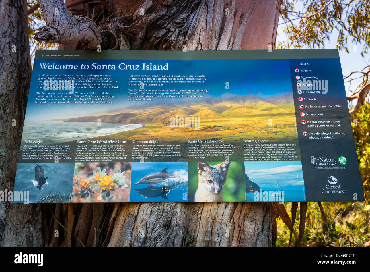 Interpretive sign, Santa Cruz Island, Channel Islands National Park ...