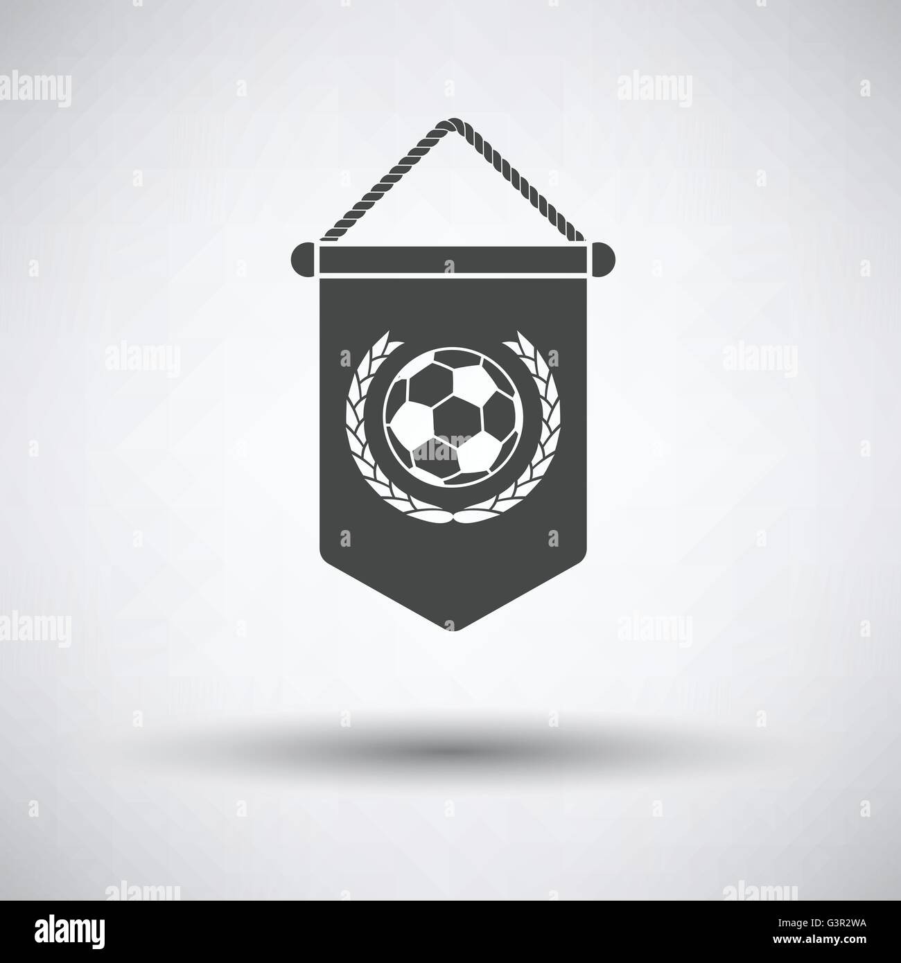Football pennant icon on gray background, round shadow. Vector ...