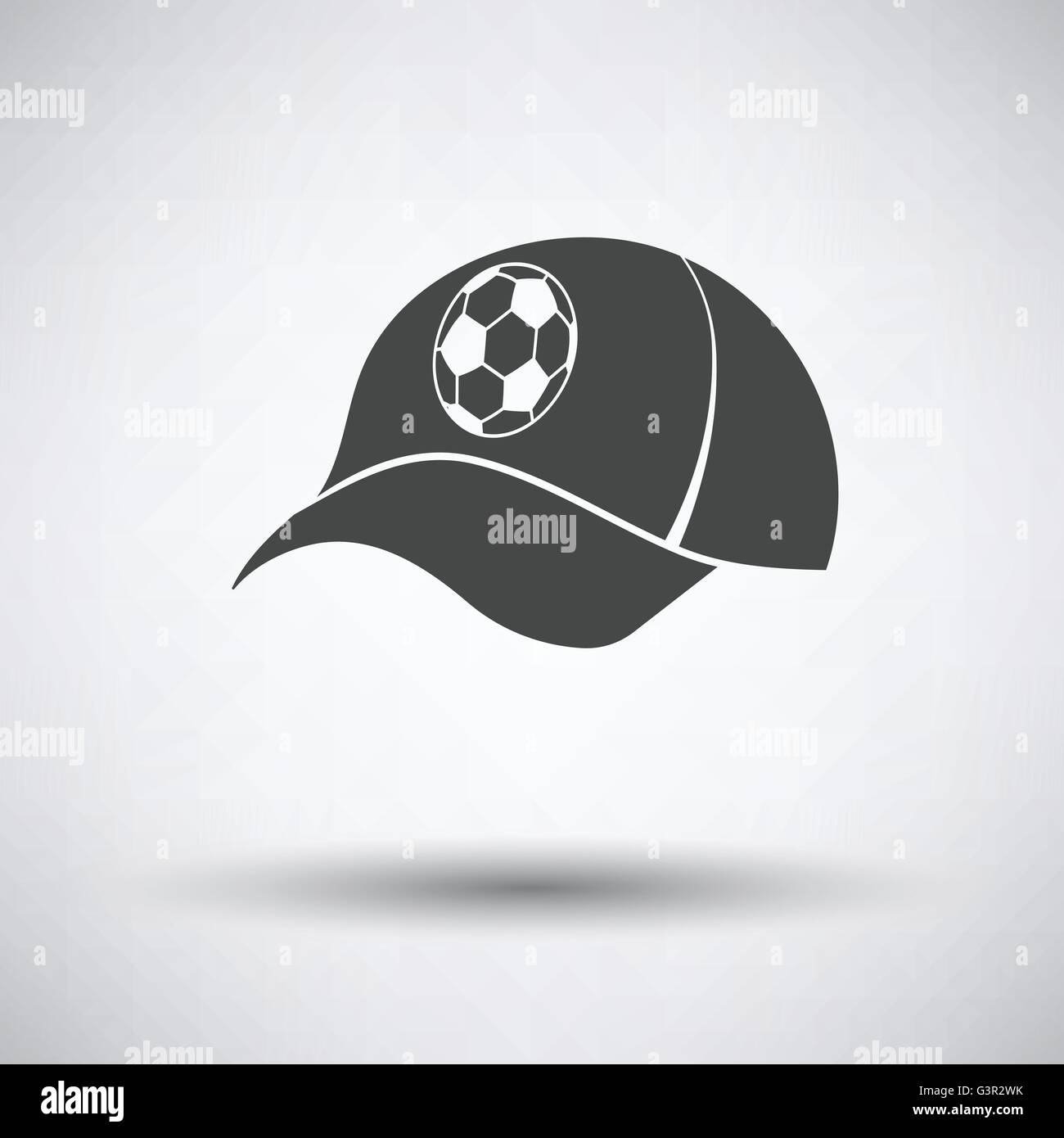 Football fans cap icon on gray background, round shadow. Vector ...