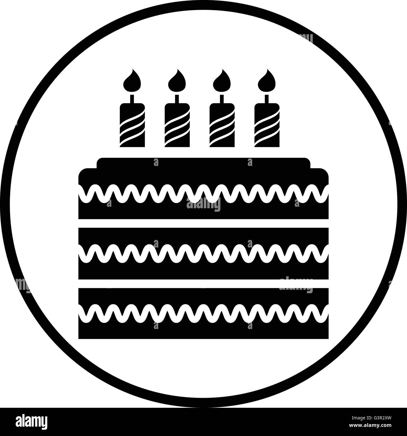 Party cake icon. Thin circle design. Vector illustration Stock Vector ...