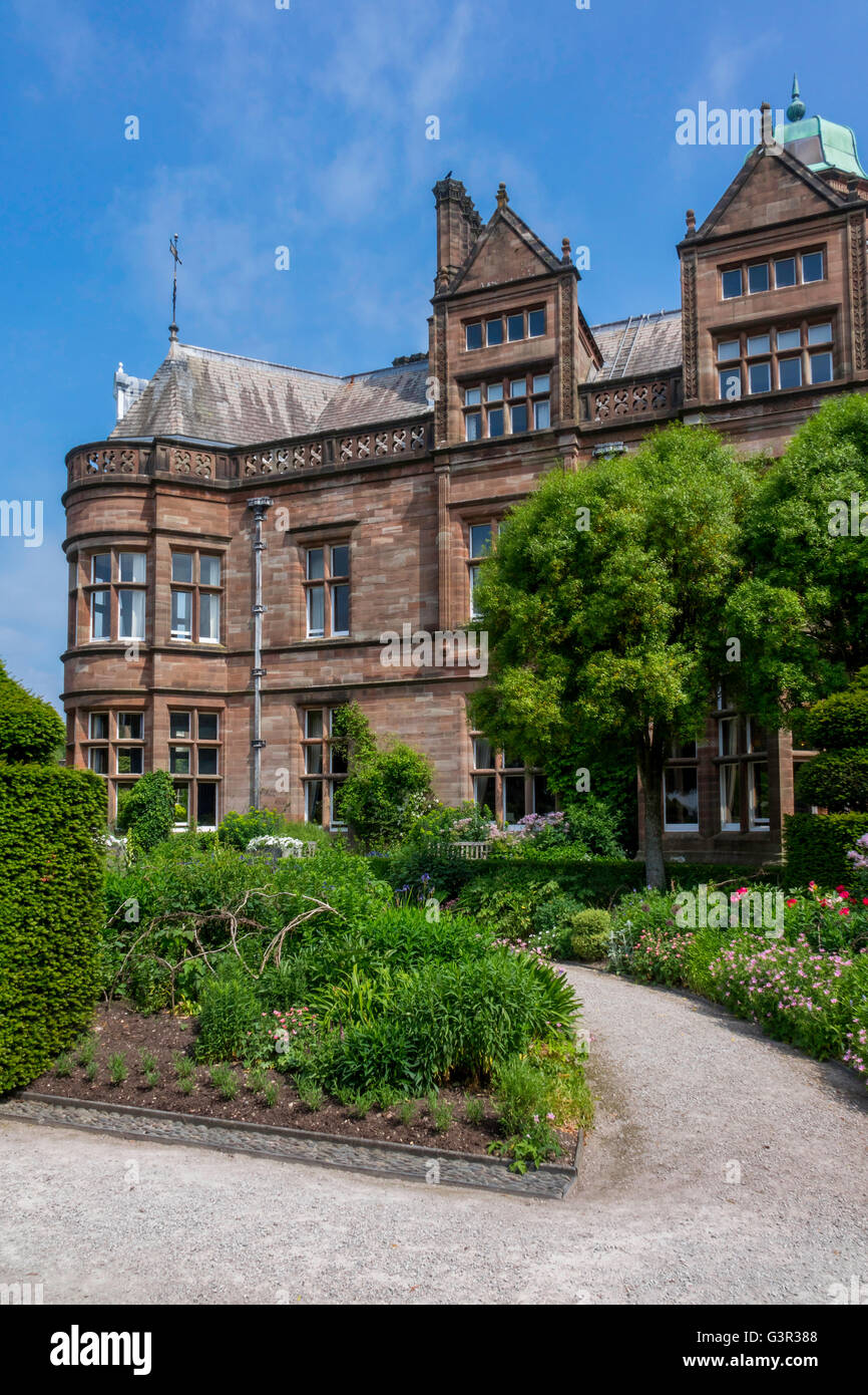 Holker Hall from the Summer Garden in the formal gardens in the estate ...